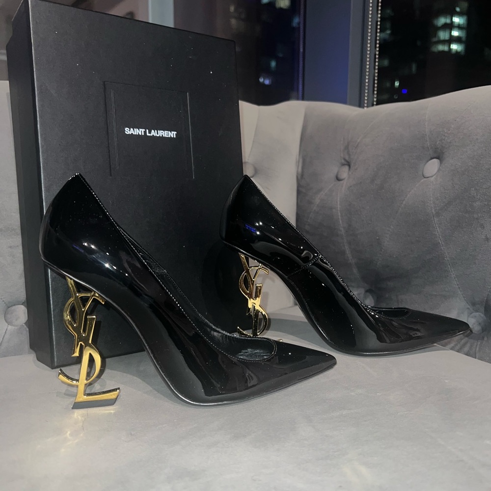 Black Patent Leather Ysl Heels 100mm - Gem